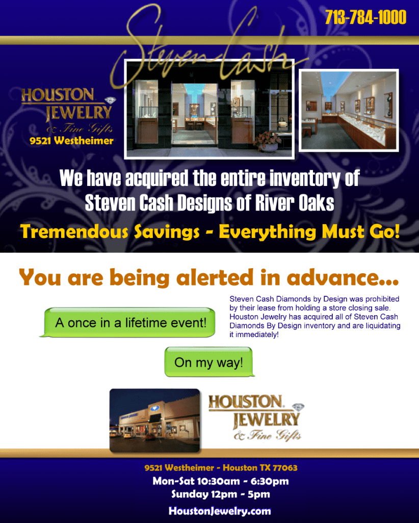 Steven Cash Liquidation Sale – Houston Jewelry